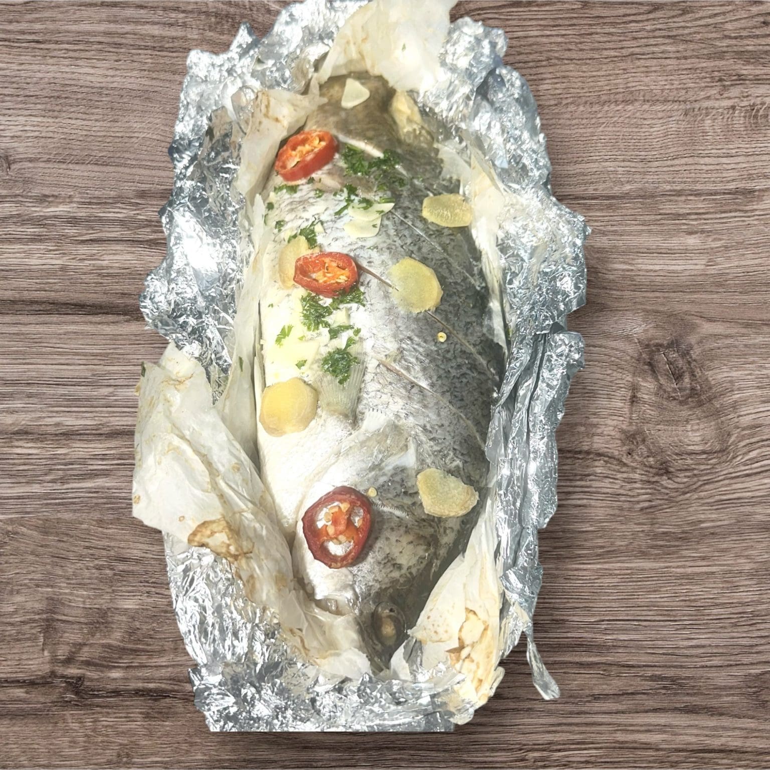 Whole baby barramundi for two w/ Garlic, Chili & Ginger (GF ...